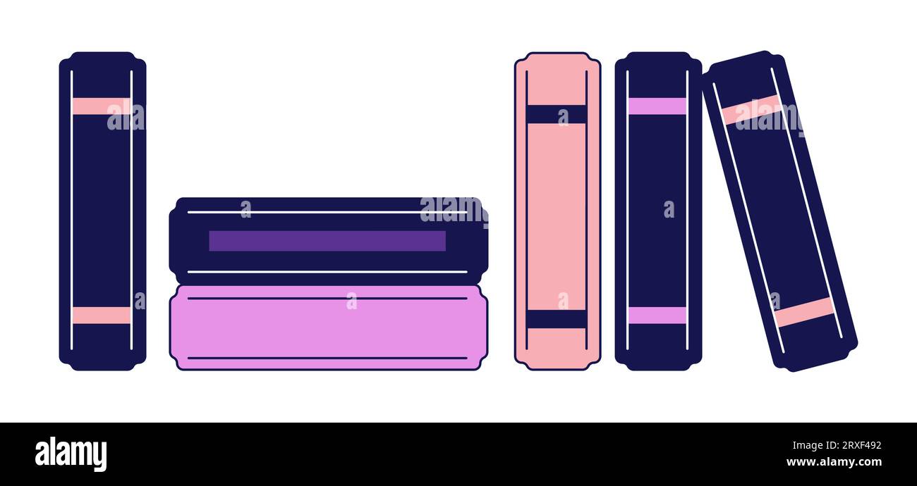 Hardcover books on shelf 2D linear cartoon object Stock Vector Image ...