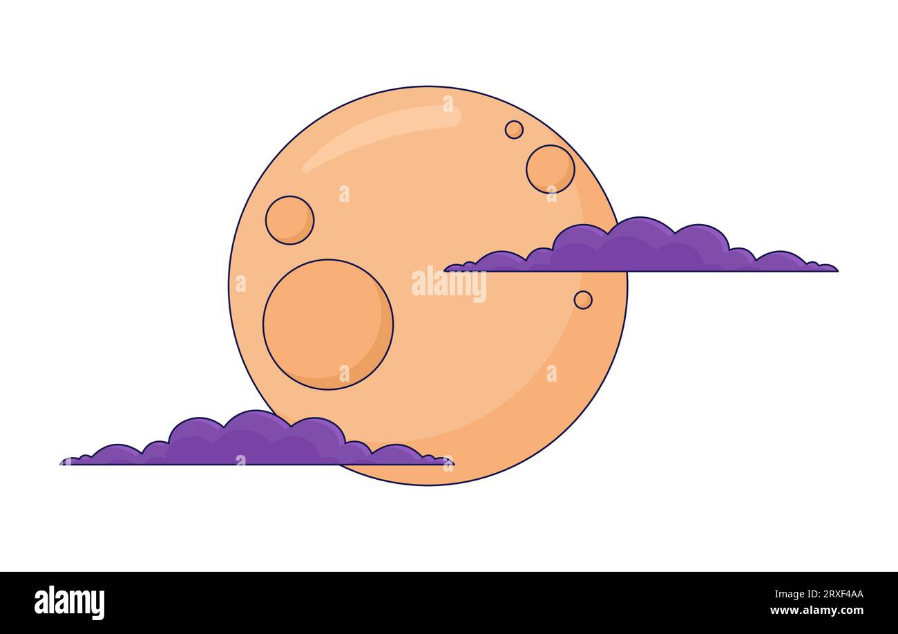 Creepy full moon clouds 2D linear cartoon object Stock Vector Image ...