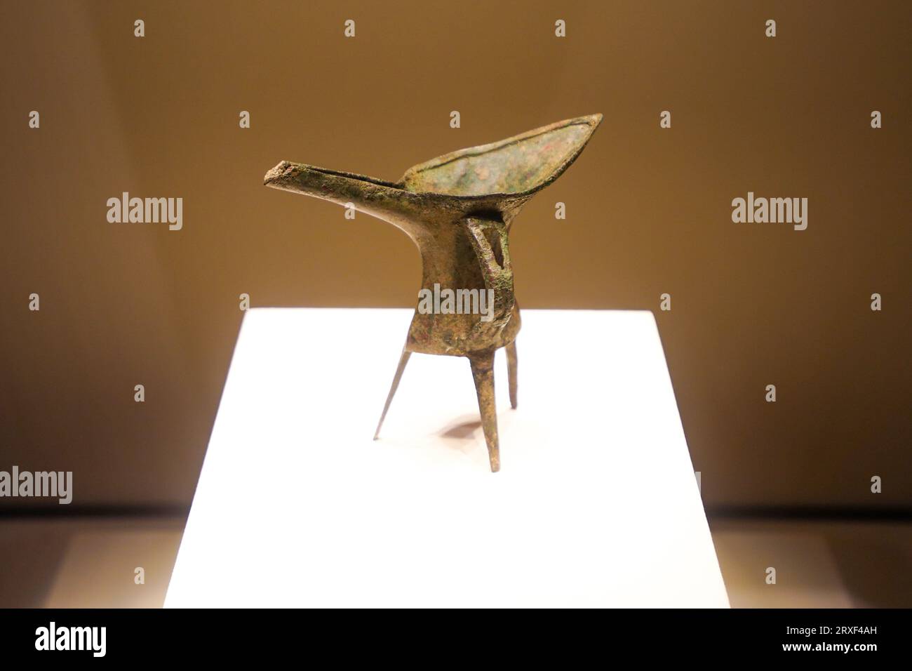 Beijing China, February 17, 2023: Bronze Jue of Erlitou culture in the ...