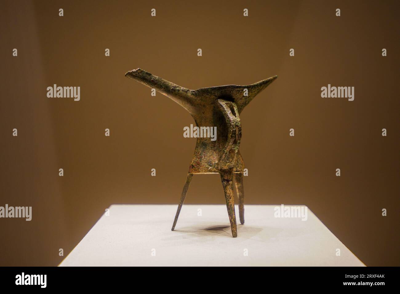 Beijing China, February 17, 2023: Bronze Jue of Erlitou culture in the ...
