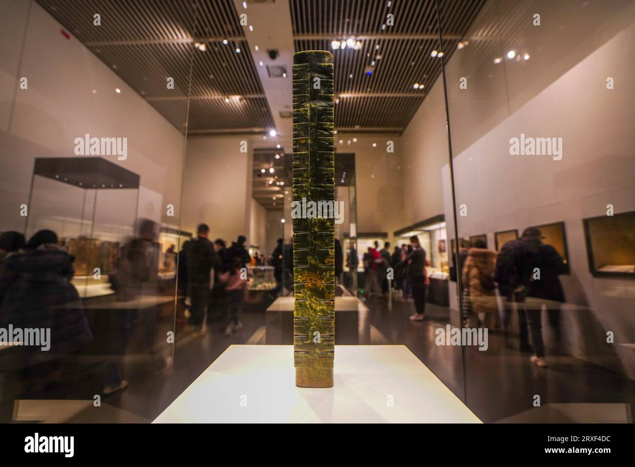 Beijing China, February 17, 2023: Jade Cong of Liangzhu culture in the ...