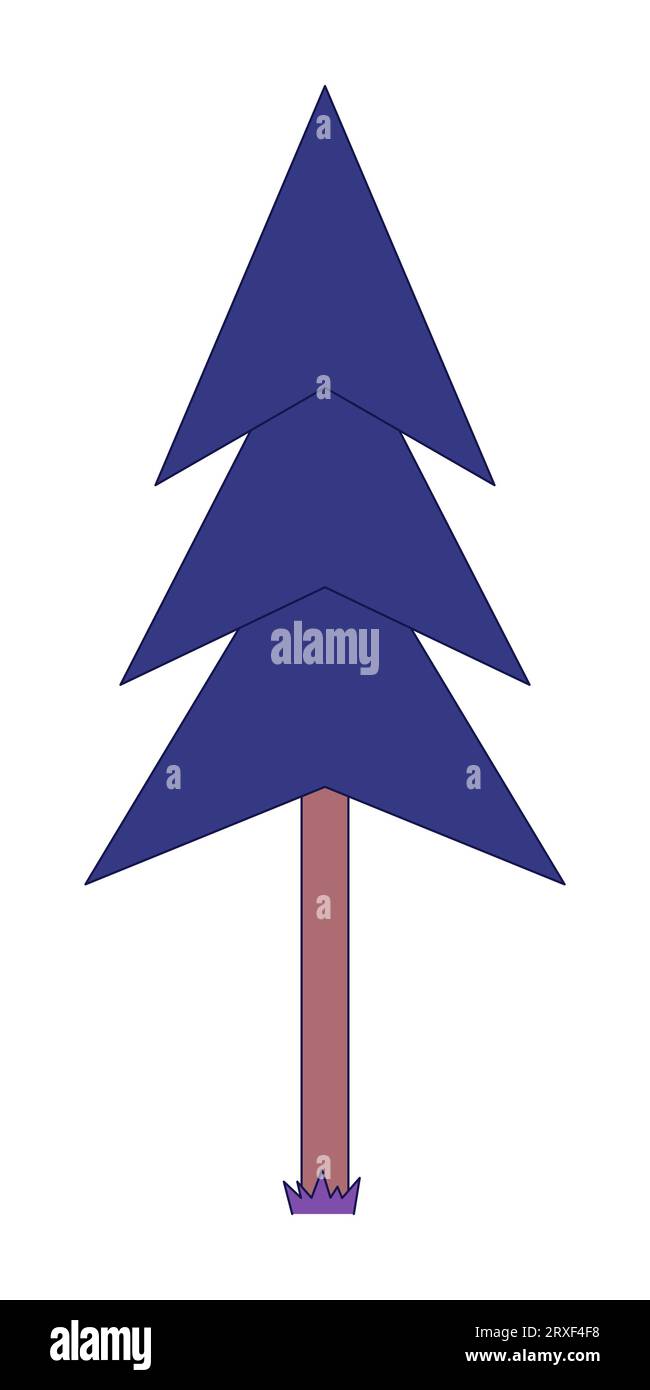 Evergreen coniferous pine 2D linear cartoon object Stock Vector Image ...