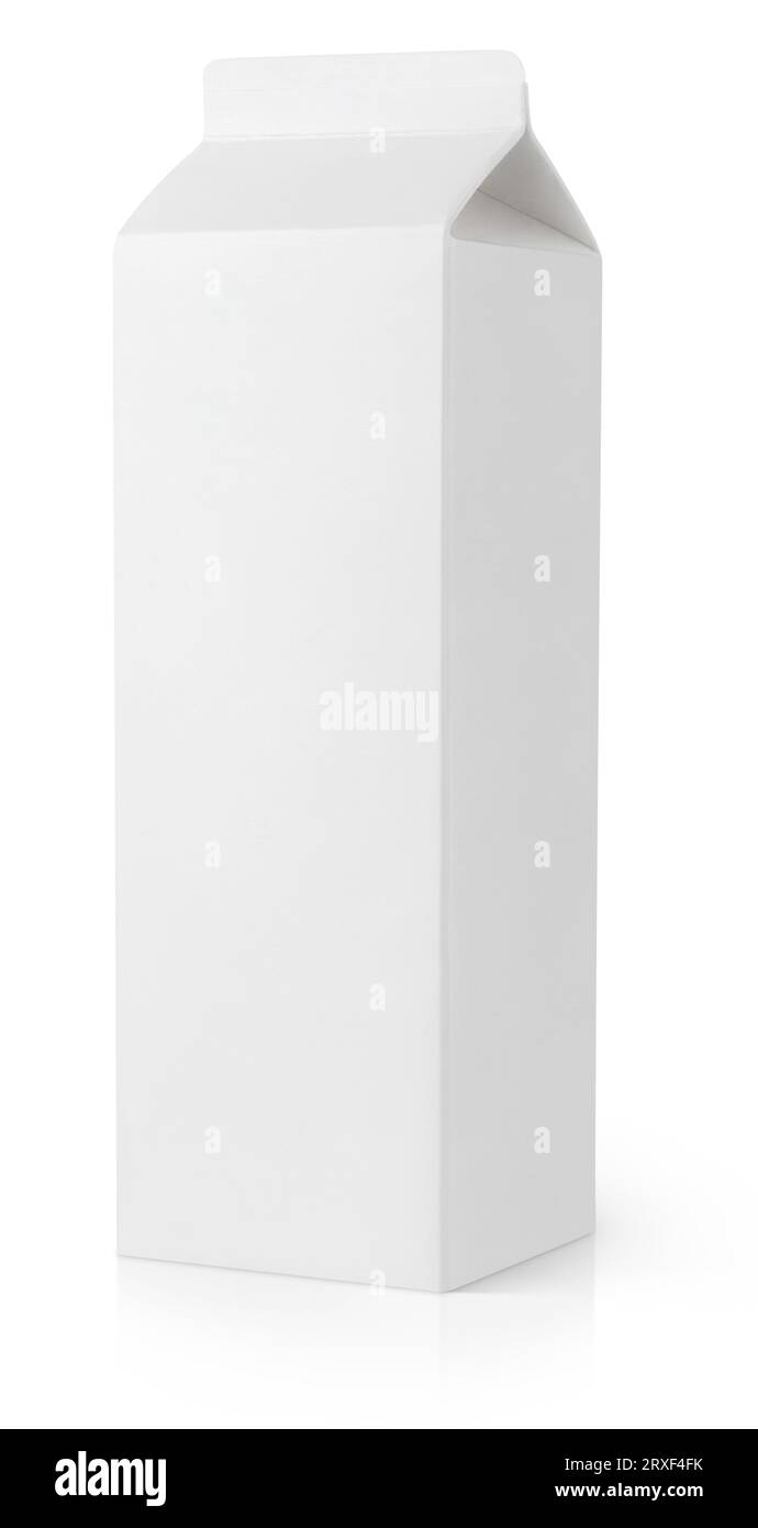 Blank milk carton package isolated on white background with clipping ...