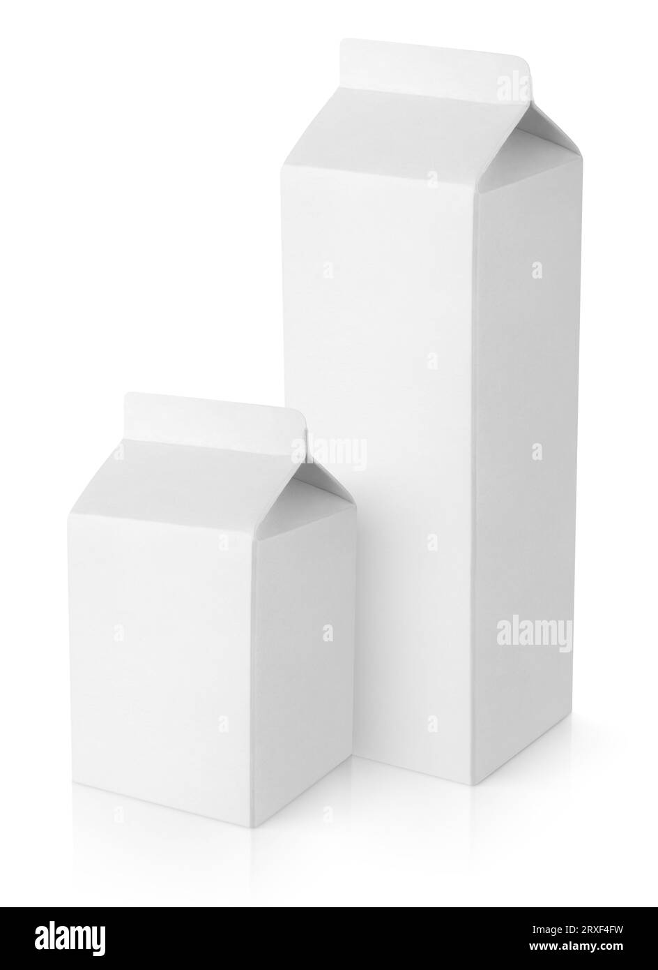 Blank milk carton packages isolated on white background with clipping ...