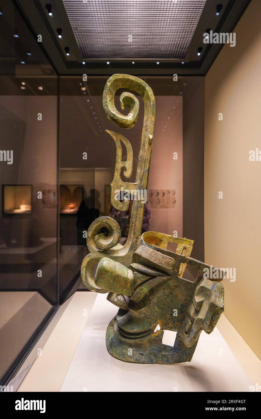 Beijing China, February 17, 2023: Bronze Mask of the Shang Dynasty in ...