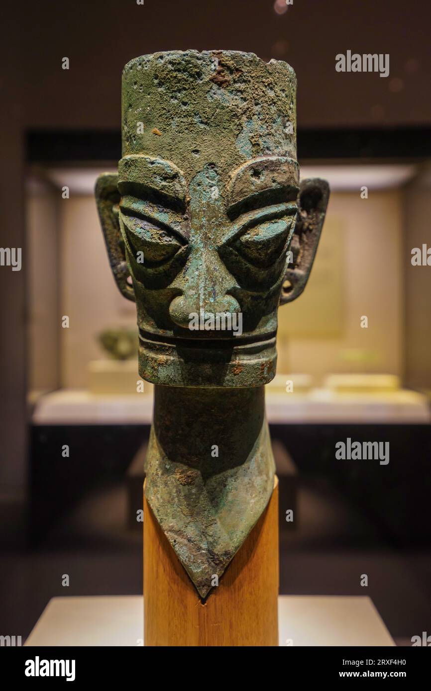 Beijing China, February 17, 2023: Bronze Human Head of the Shang ...