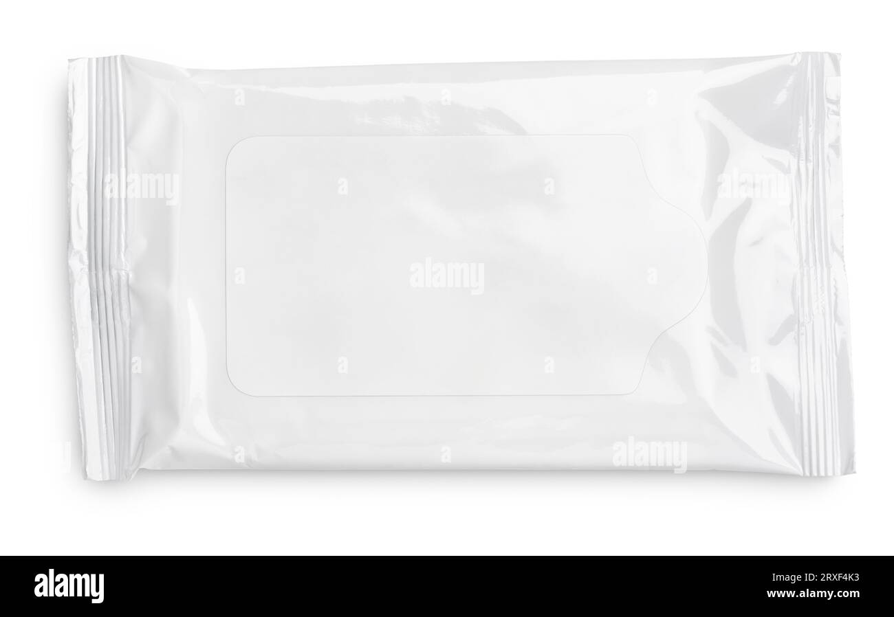 Wet wipes package with flap isolated on white background Stock Photo ...
