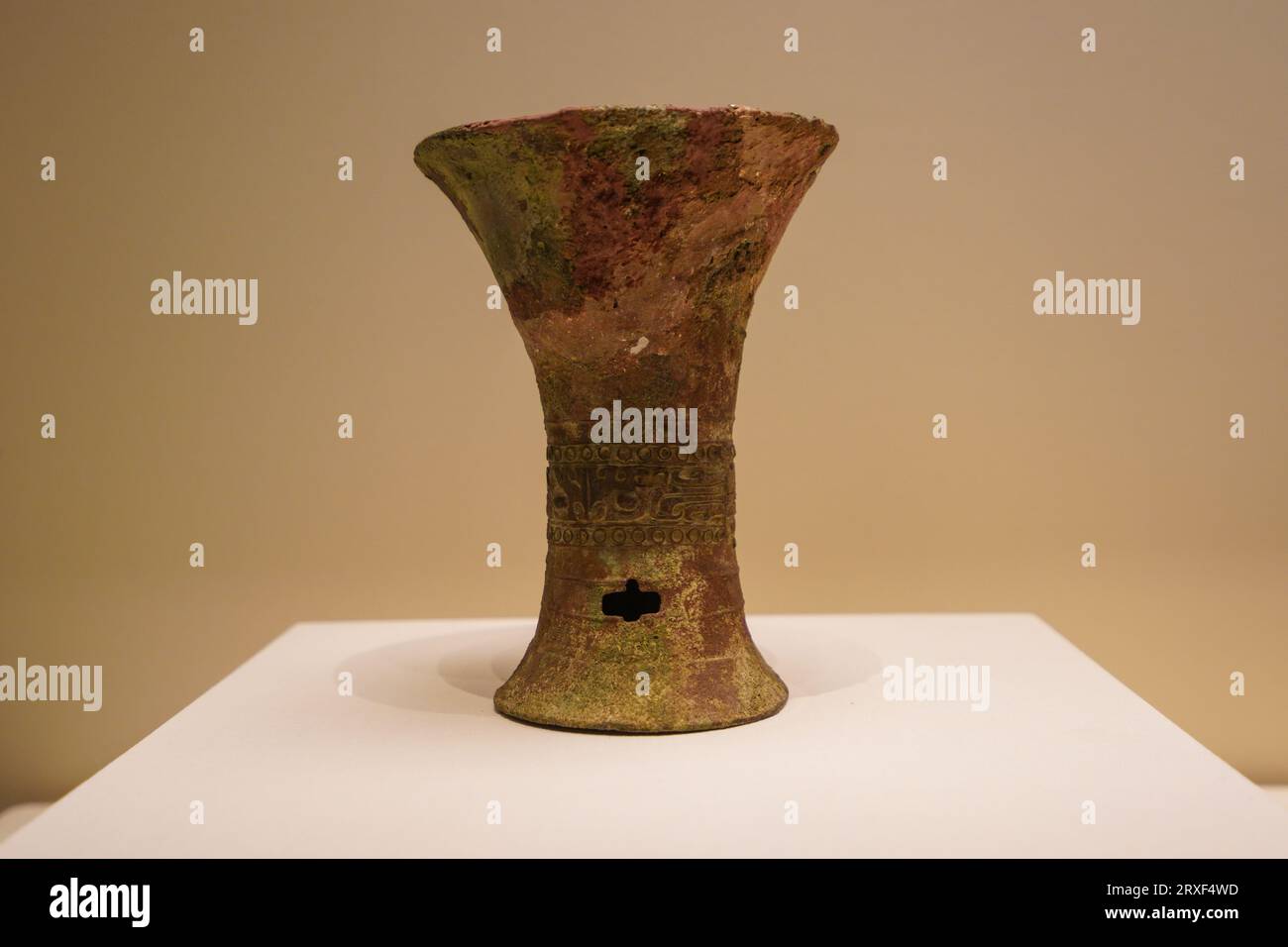 Beijing China, February 17, 2023: Shang Dynasty Bronze Goblet in the ...