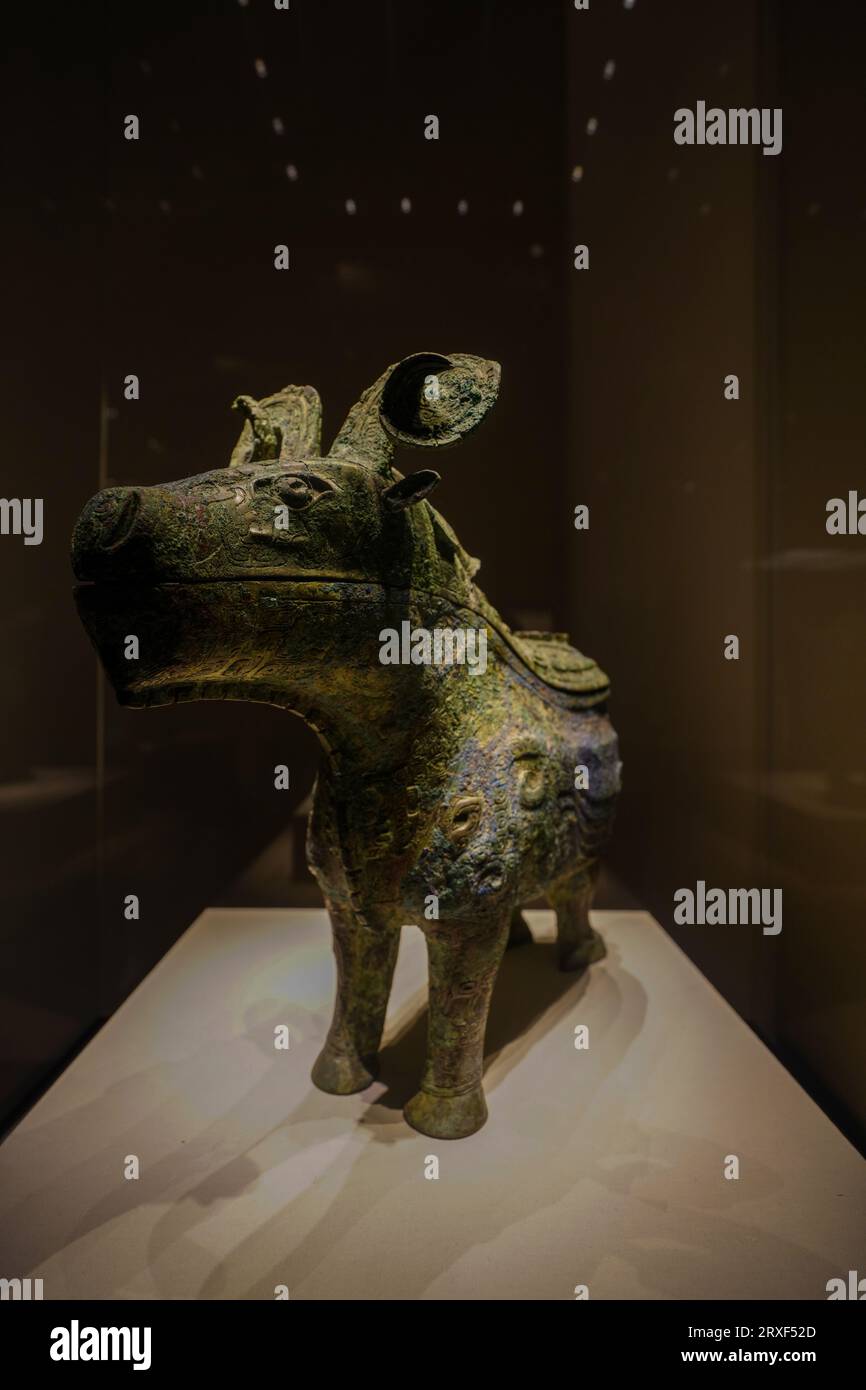 Beijing China, February 17, 2023: Shang Dynasty Bronze Gown in the ...