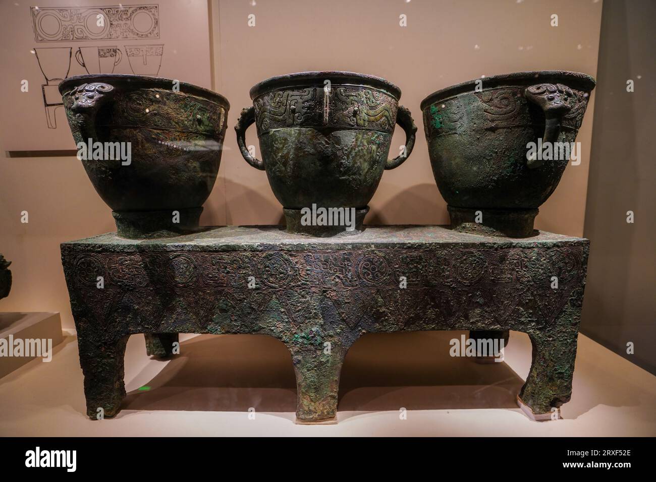 Beijing China, February 17, 2023: Shang Dynasty Copper Triple Yan in ...