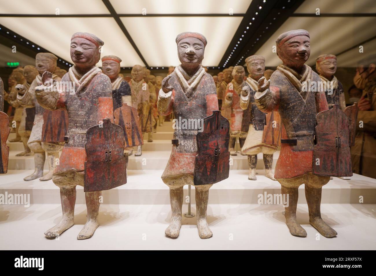 Beijing China, February 17, 2023: Western Han Dynasty painted pottery ...