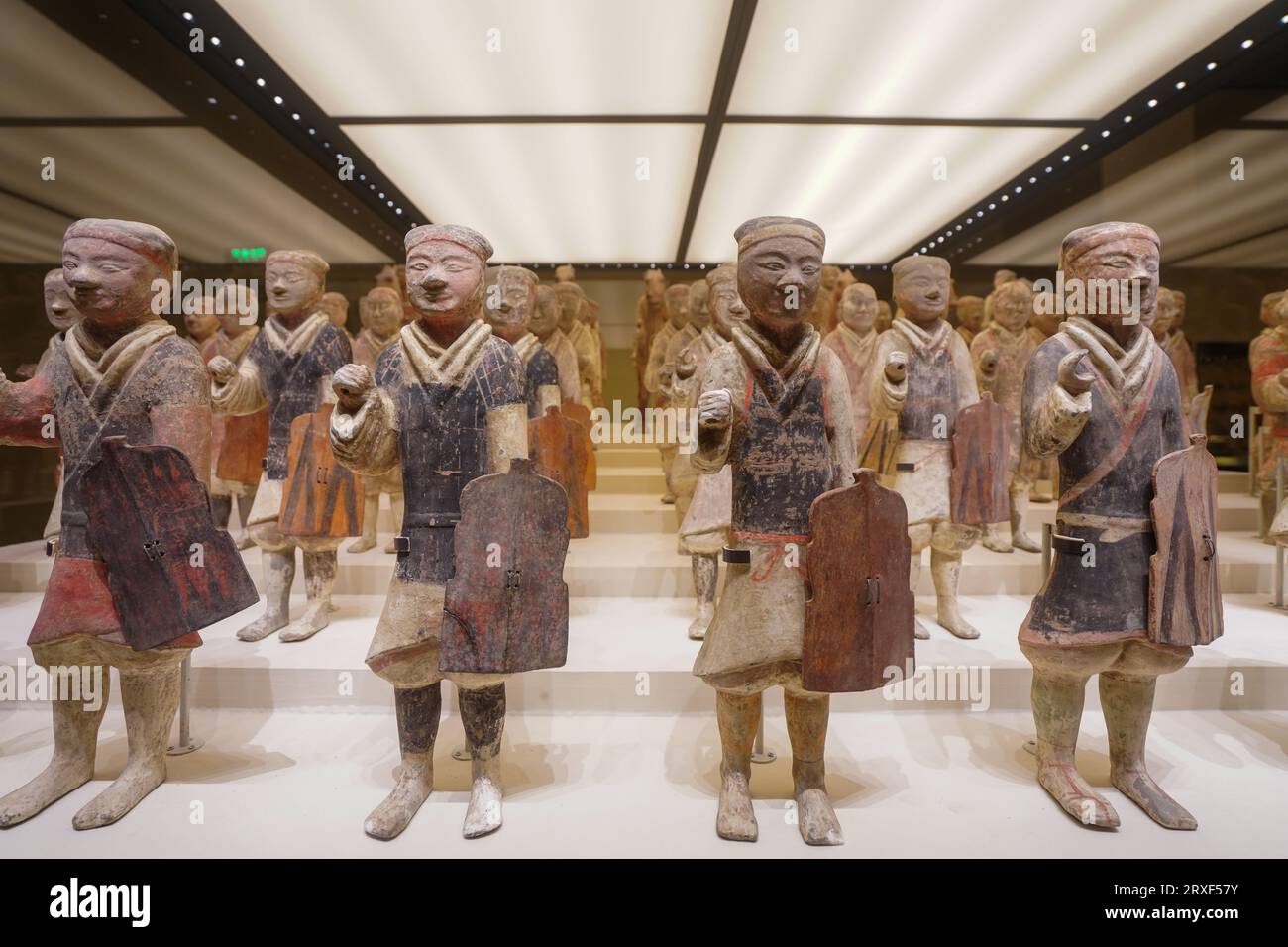 Beijing China, February 17, 2023: Western Han Dynasty painted pottery ...