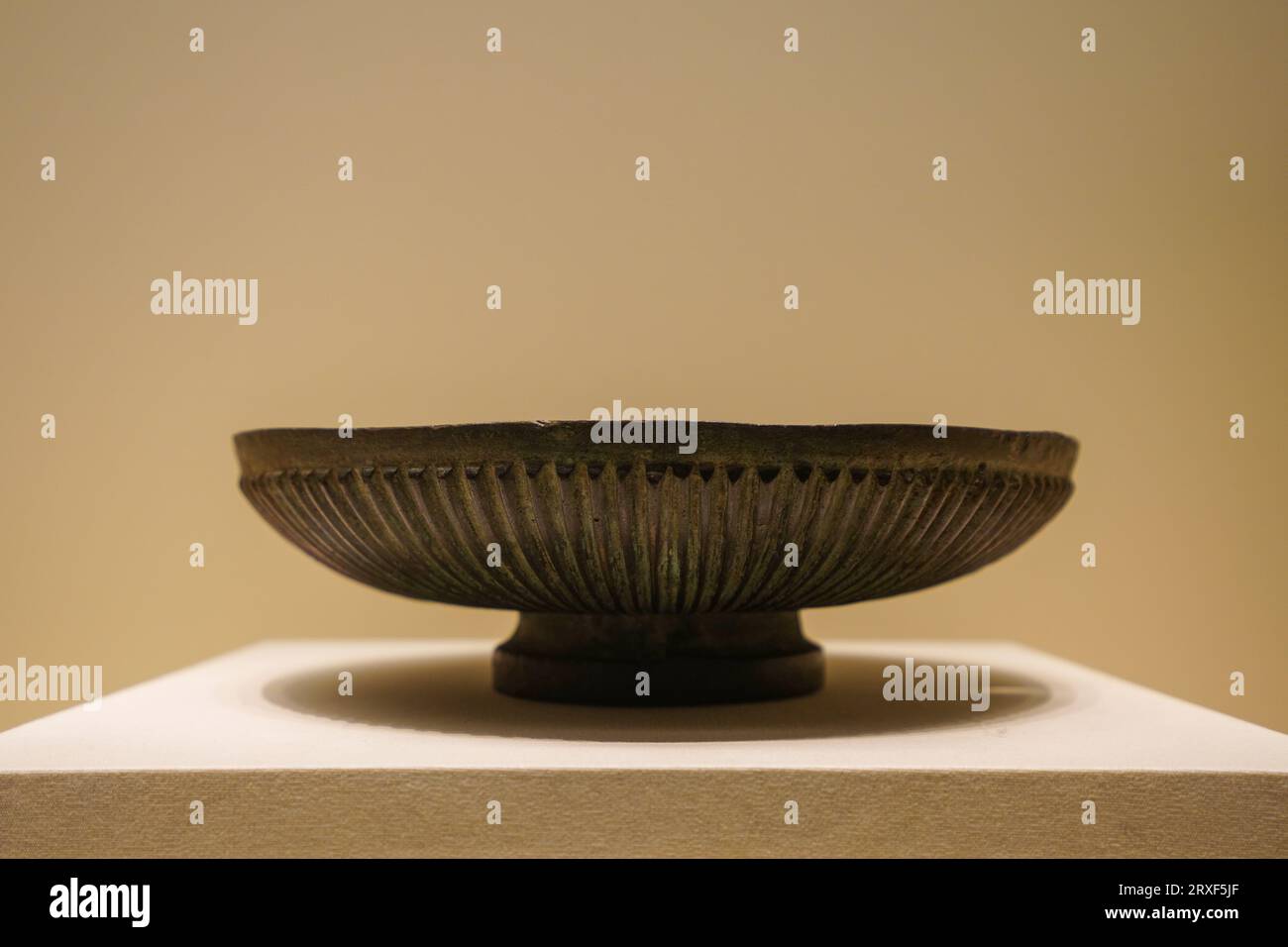 Beijing China, February 17, 2023: Bronze Gui Lid in the National Museum ...