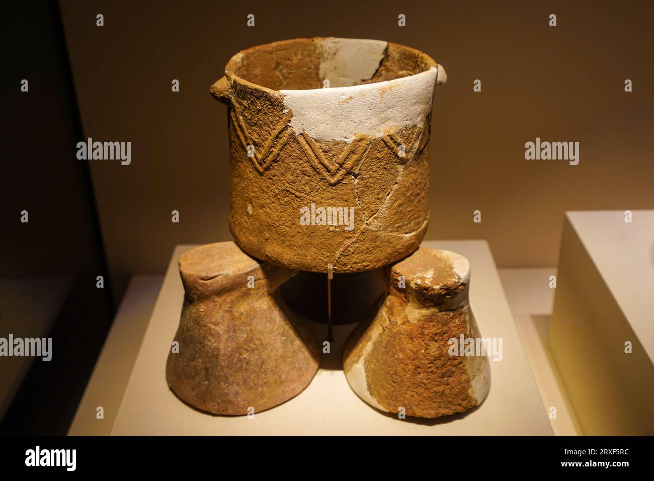 Beijing China, February 17, 2023: Cishan culture Pottery kettle Pottery ...