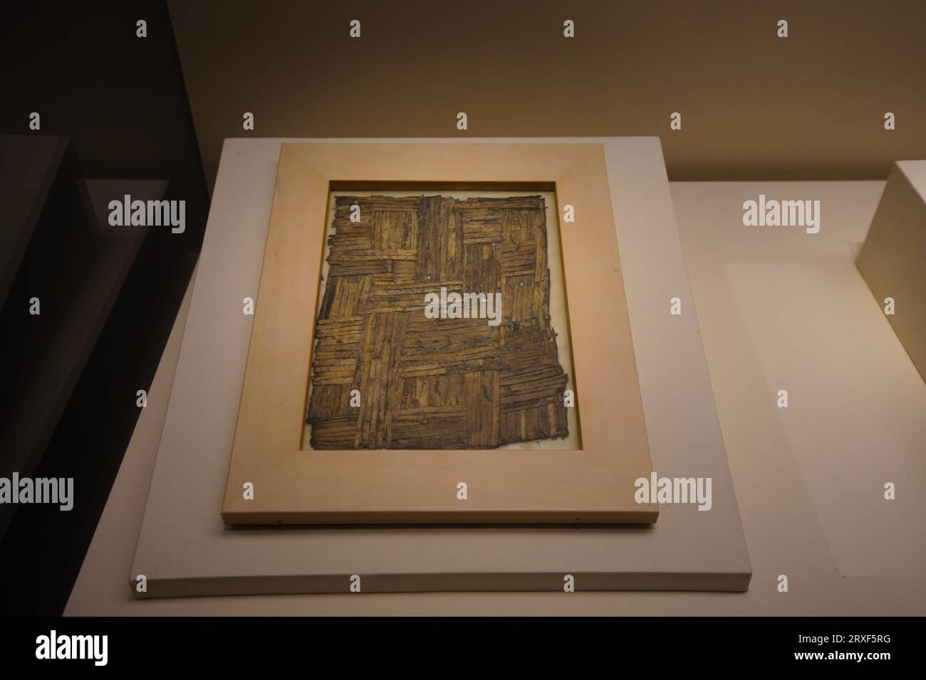 Beijing China, February 17, 2023: Reed weaving of Hemudu culture in the ...