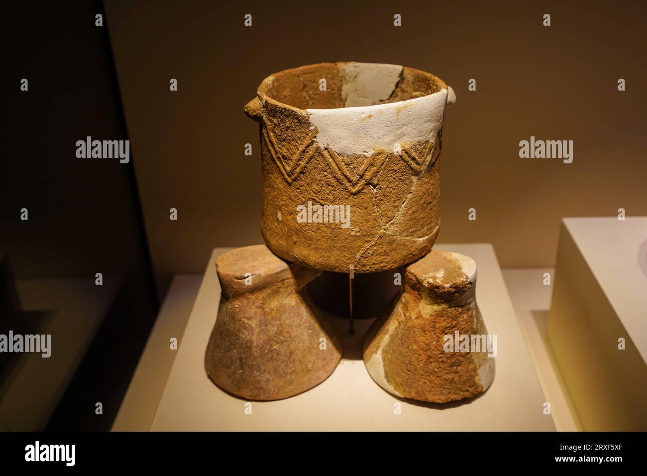 Beijing China, February 17, 2023: Cishan culture Pottery kettle Pottery ...