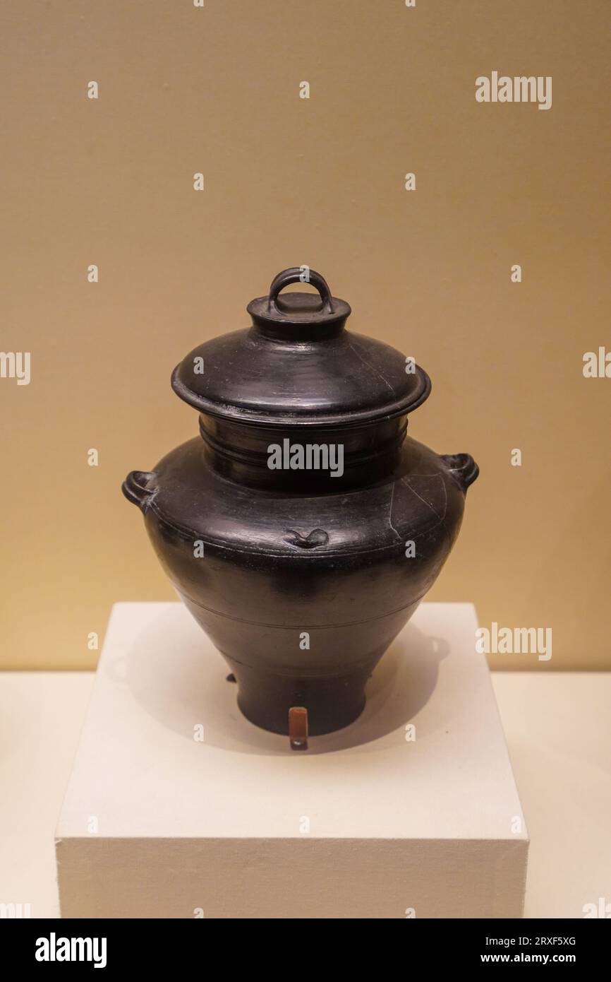 Beijing China, February 17, 2023: Longshan culture Black Pot in the ...