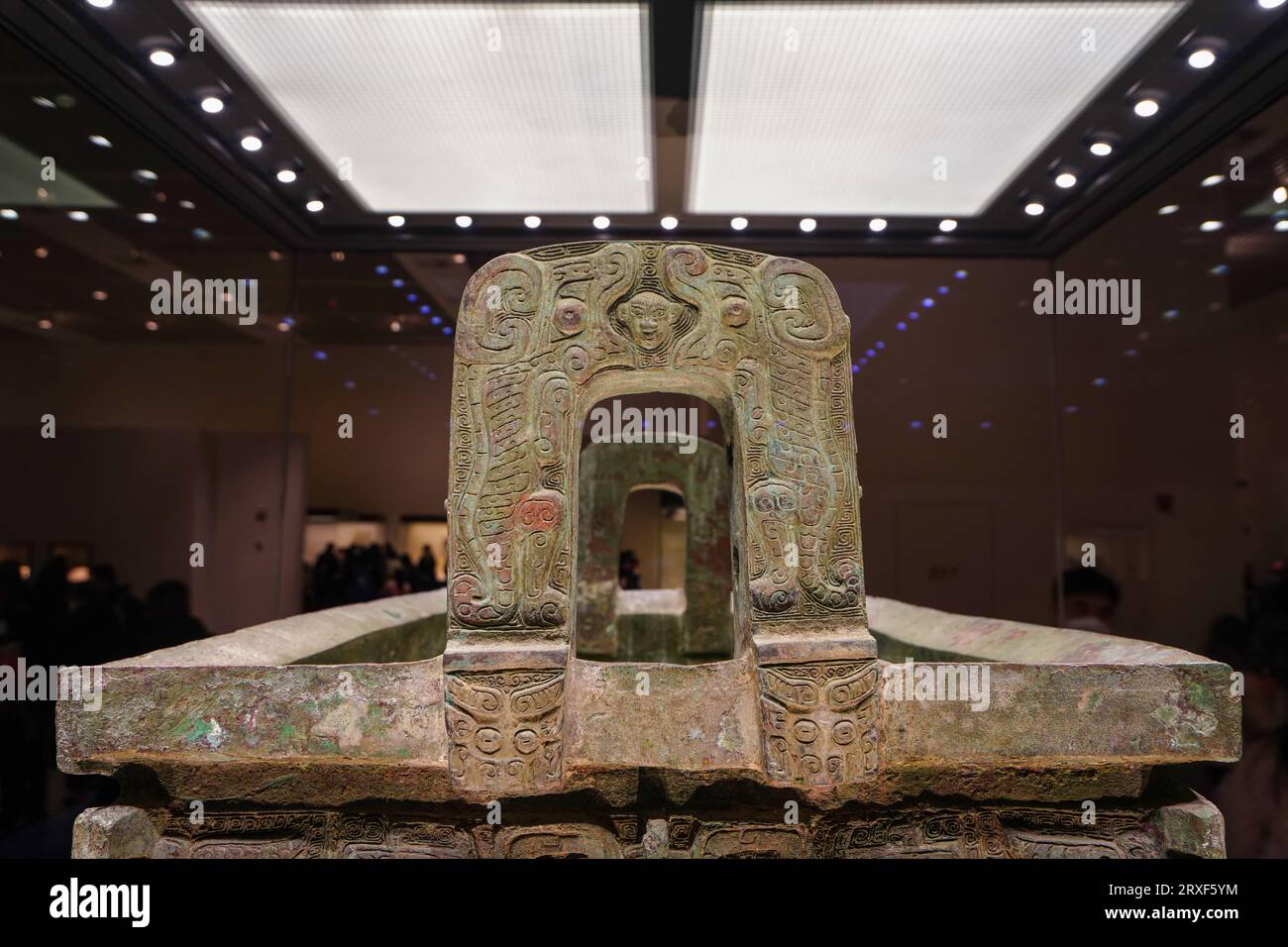 Beijing China, February 17, 2023: The bronze square tripod of "Houmu Wu ...