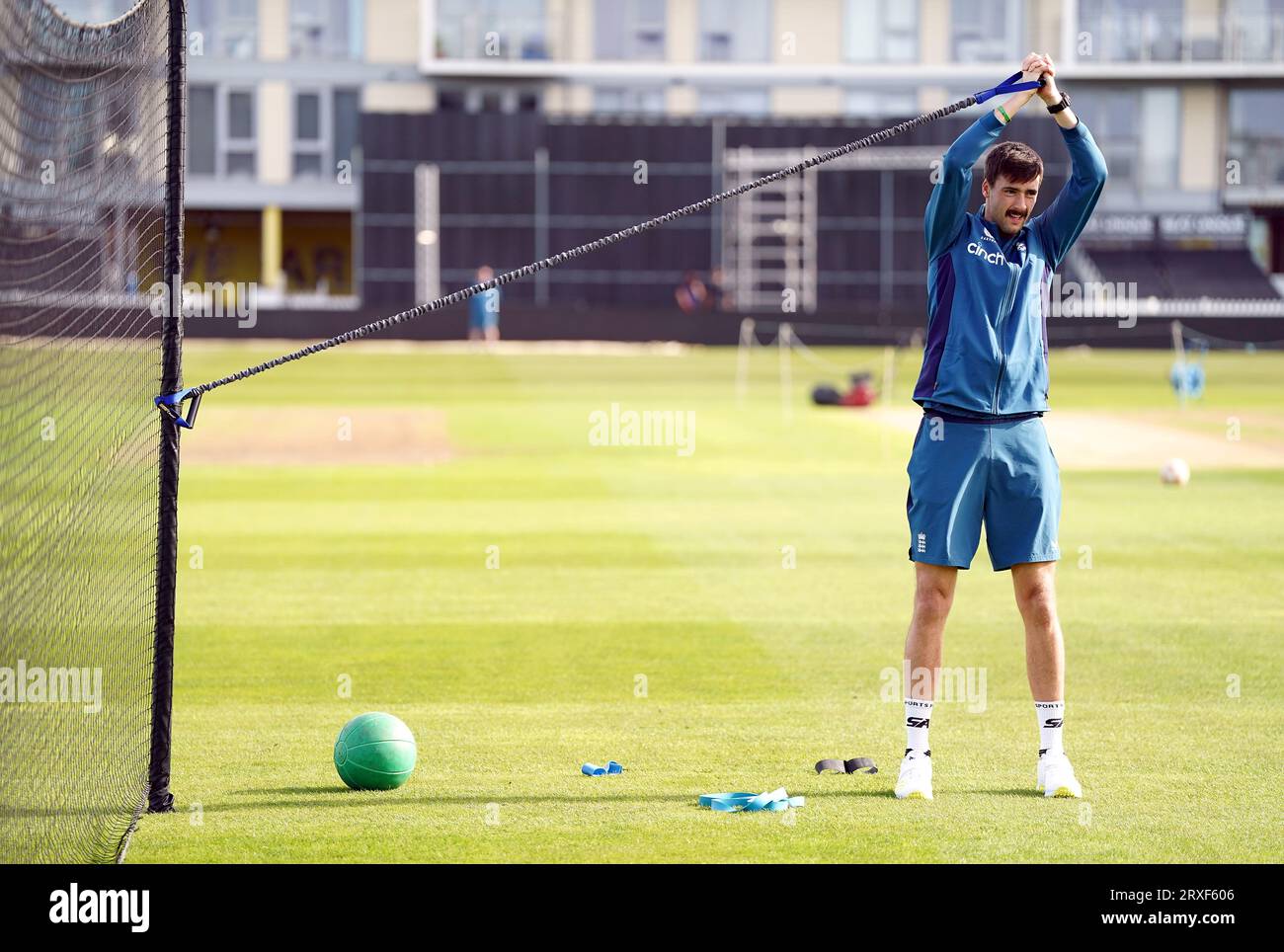 England's George Scrimshaw during a nets session at the Seat Unique ...