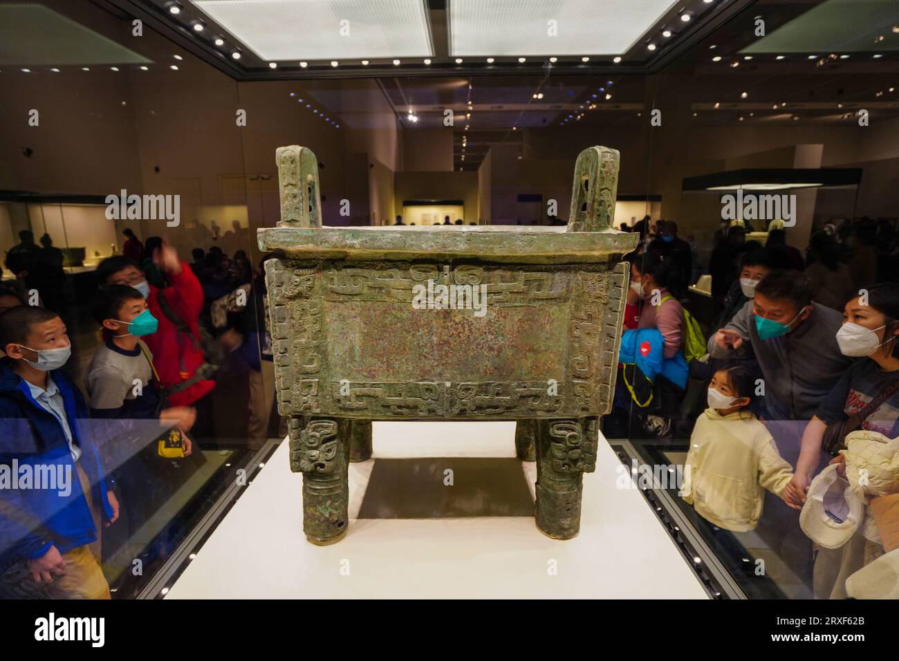 Beijing China, February 17, 2023: The bronze square tripod of "Houmu Wu ...