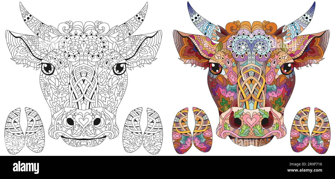 Bull textile print with hooves. Entangle, great design for any purposes ...