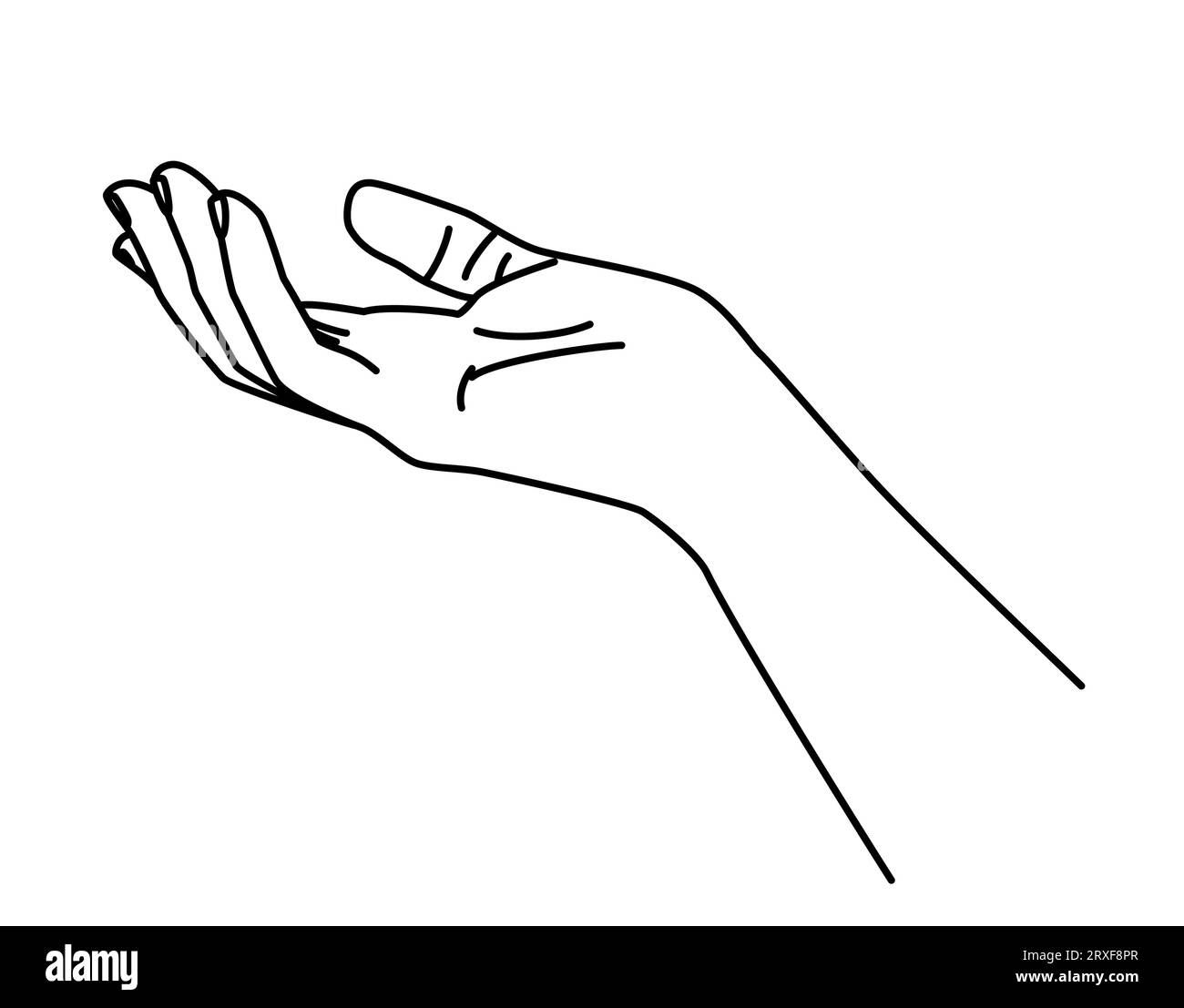 Hand drawn outline lineart hand doodle. Holding and giving gesture ...
