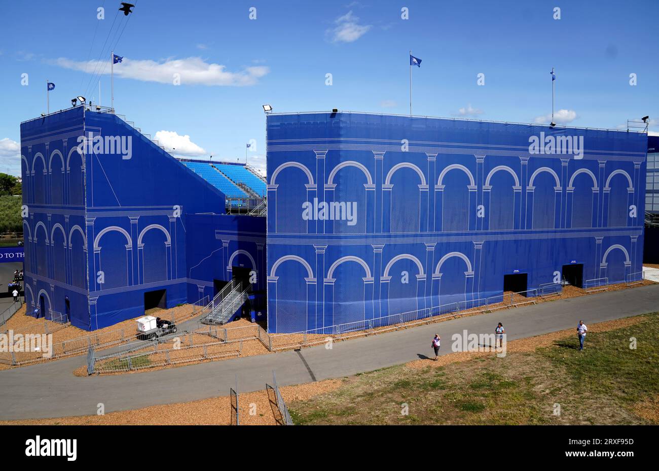 A general view of the grandstand on the 1st tee, at the Marco Simone ...