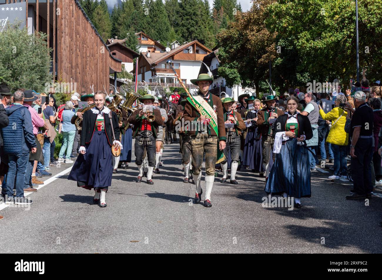 Tyrolean band on parade in Meransen, South Tyrol, Italy Stock Photo - Alamy