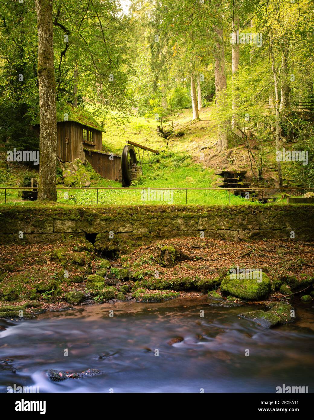 Enz river in the park of Bad Wildbad in Black Forest (Schwarzwald ...