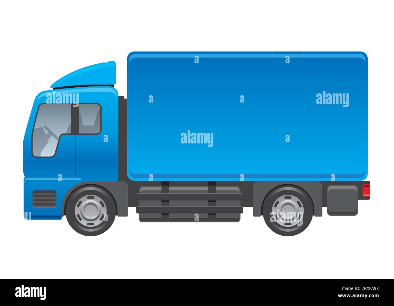 Vector Blue Delivery Truck Side View Illustration Isolated On A White ...