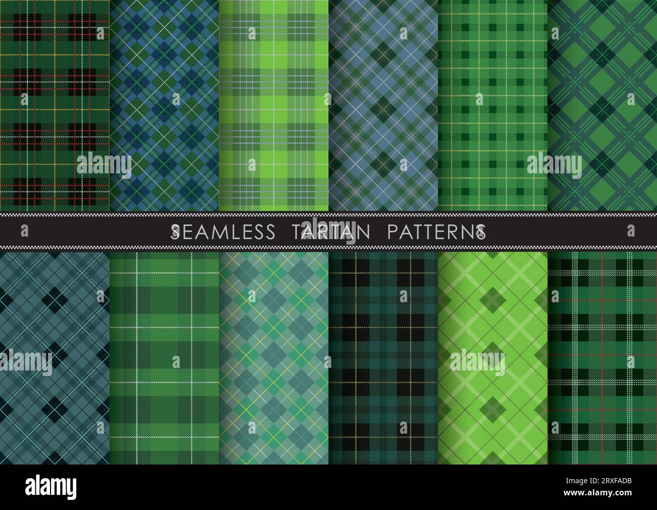 Horizontally And Vertically Repeatable Seamless Tartan Plaid Set ...