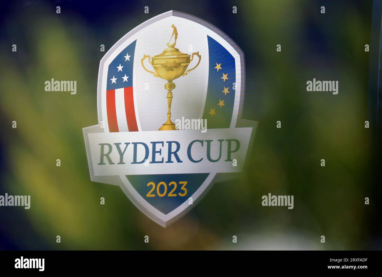 Ryder Cup signage at the Marco Simone Golf and Country Club, Rome ...