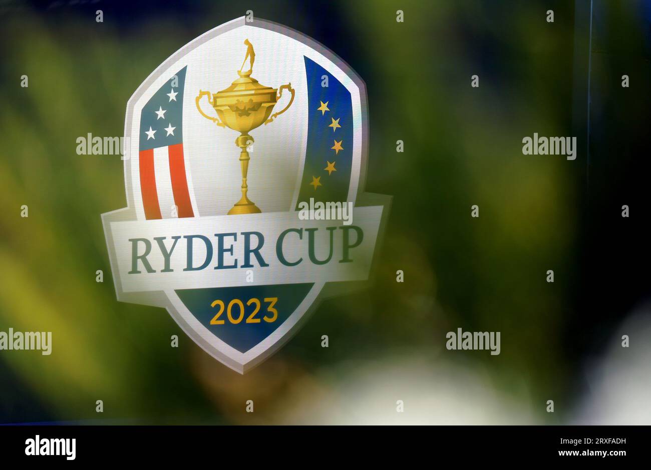 Ryder Cup signage at the Marco Simone Golf and Country Club, Rome ...