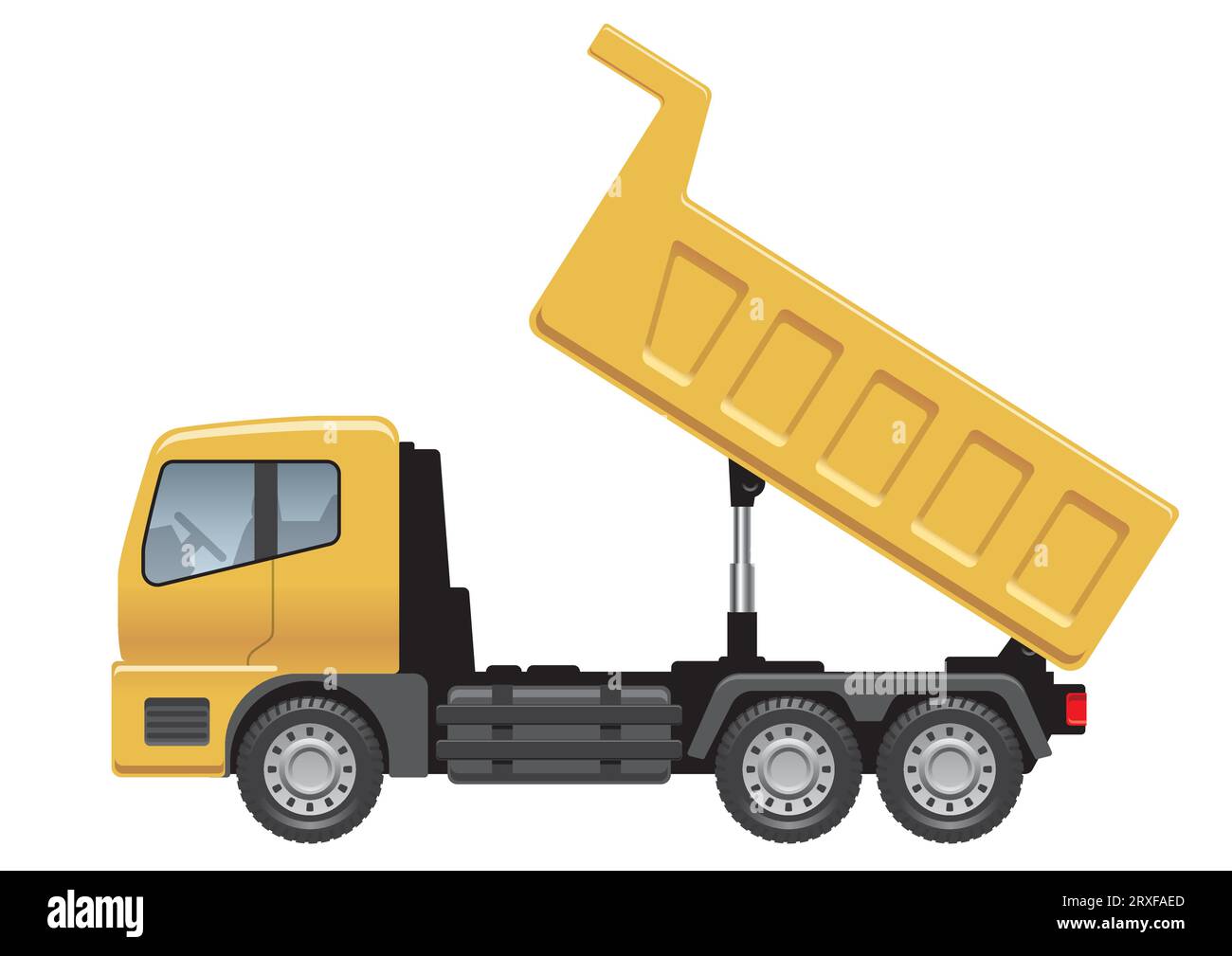 Vector Yellow Dump Truck Side View Illustration Isolated On A White ...