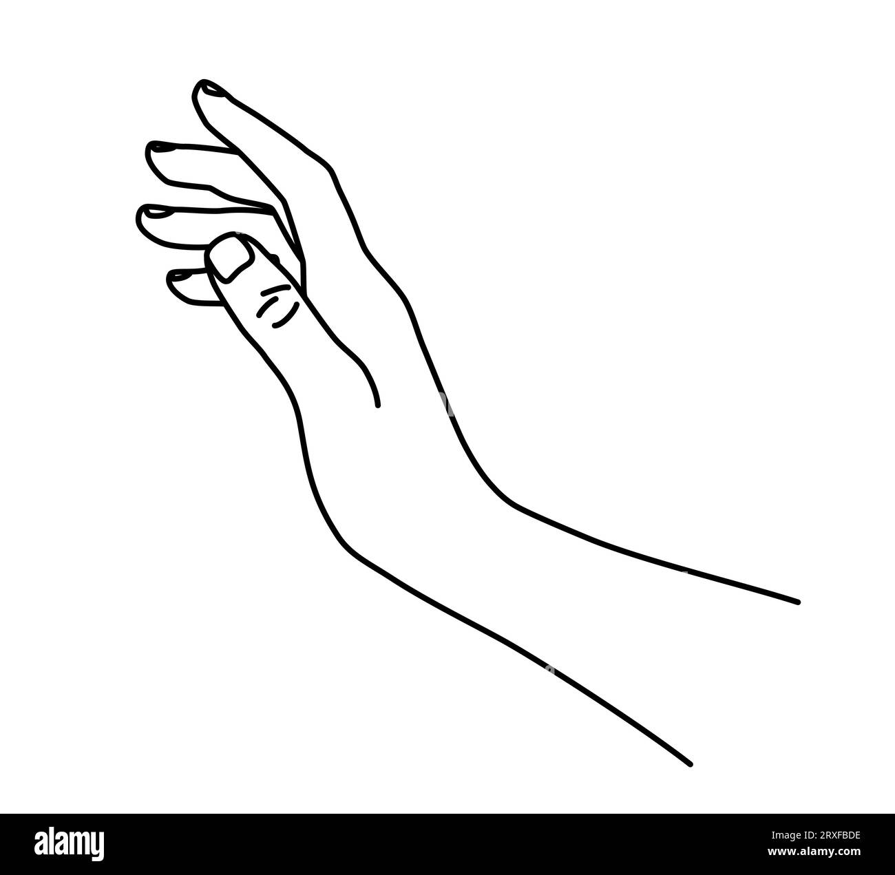 Hand drawn outline lineart hand doodle. Touching gesture. Thin line ...
