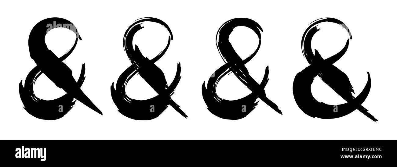 Handdrawn ampersand symbols set, hand painted with ink brush. Vector ...