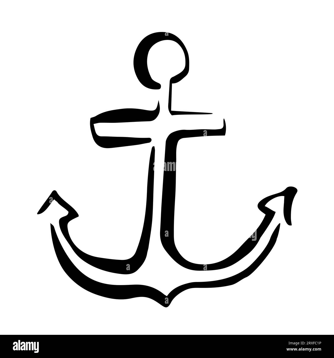 Anchor hand painted with black ink brush Stock Vector Image & Art - Alamy