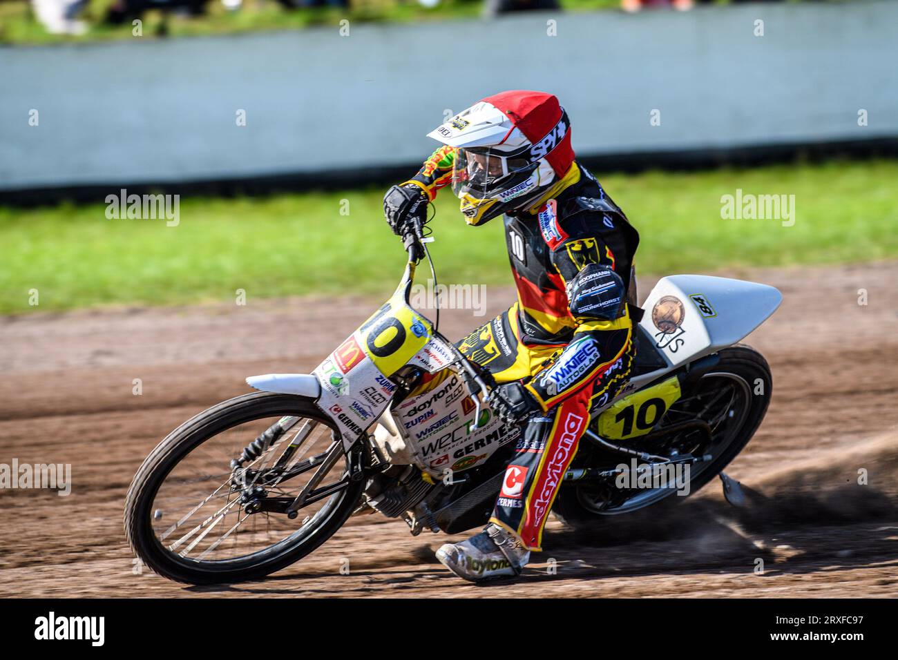 Martin Smolinski practices during the FIM Long Track Of Nations event ...