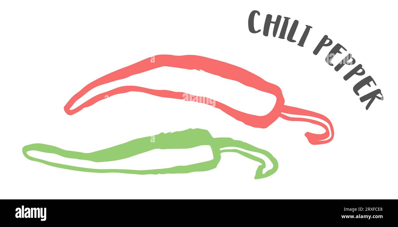 Chili pepper hand painted with ink brush isolated on white background ...