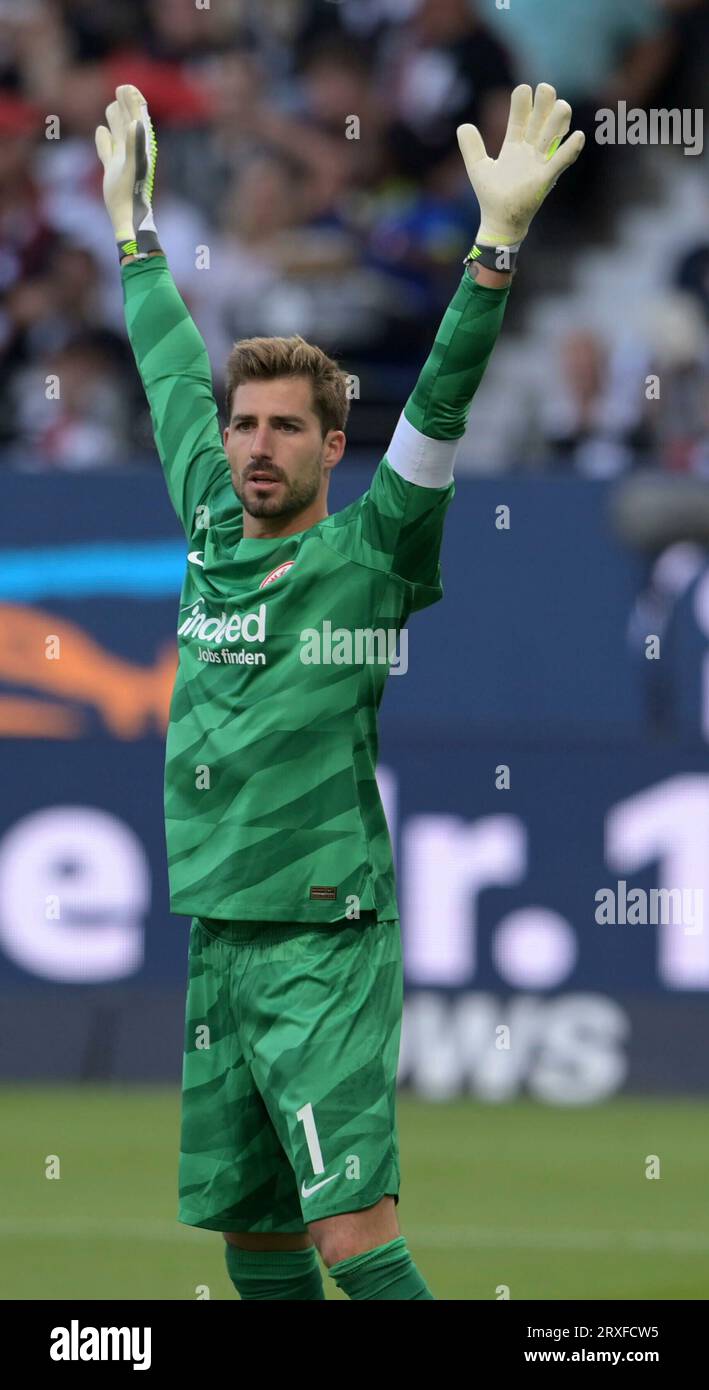 Frankfurt, Deutschland. 24th Sep, 2023. Eintracht Frankfurt Torwart Kevin Trapp. fotografiert ...