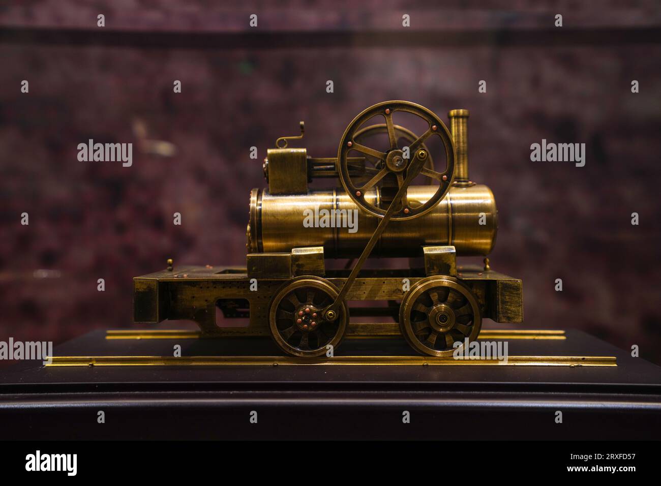 Beijing China, February 21, 2023: The first Steam locomotive model made ...
