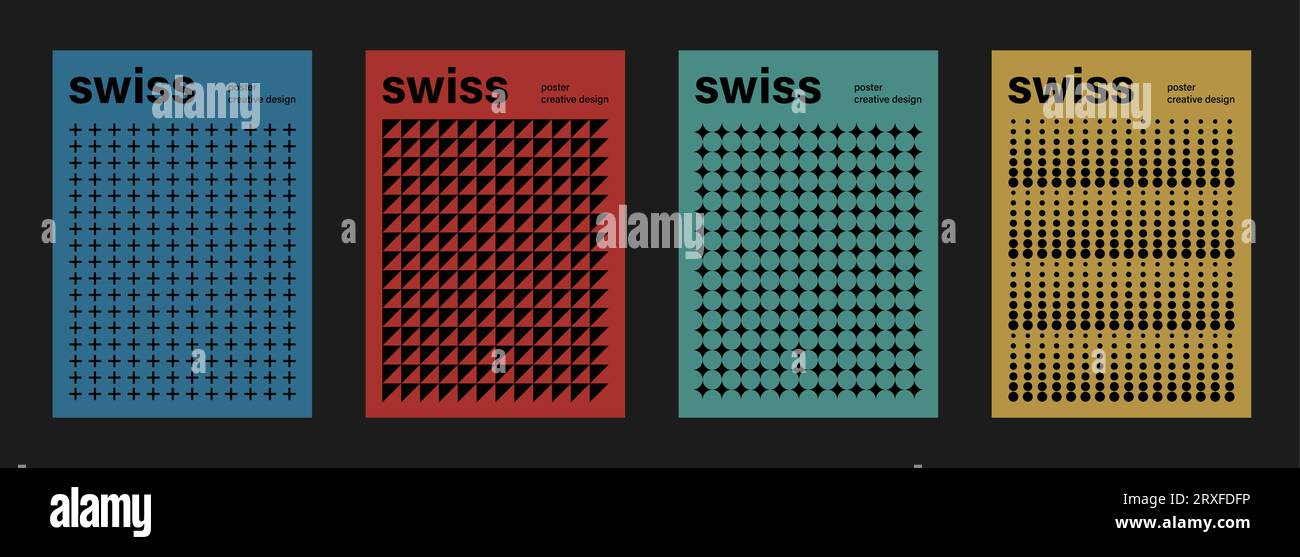 Swiss cover design vector templates. Abstract retro geometric pattern ...