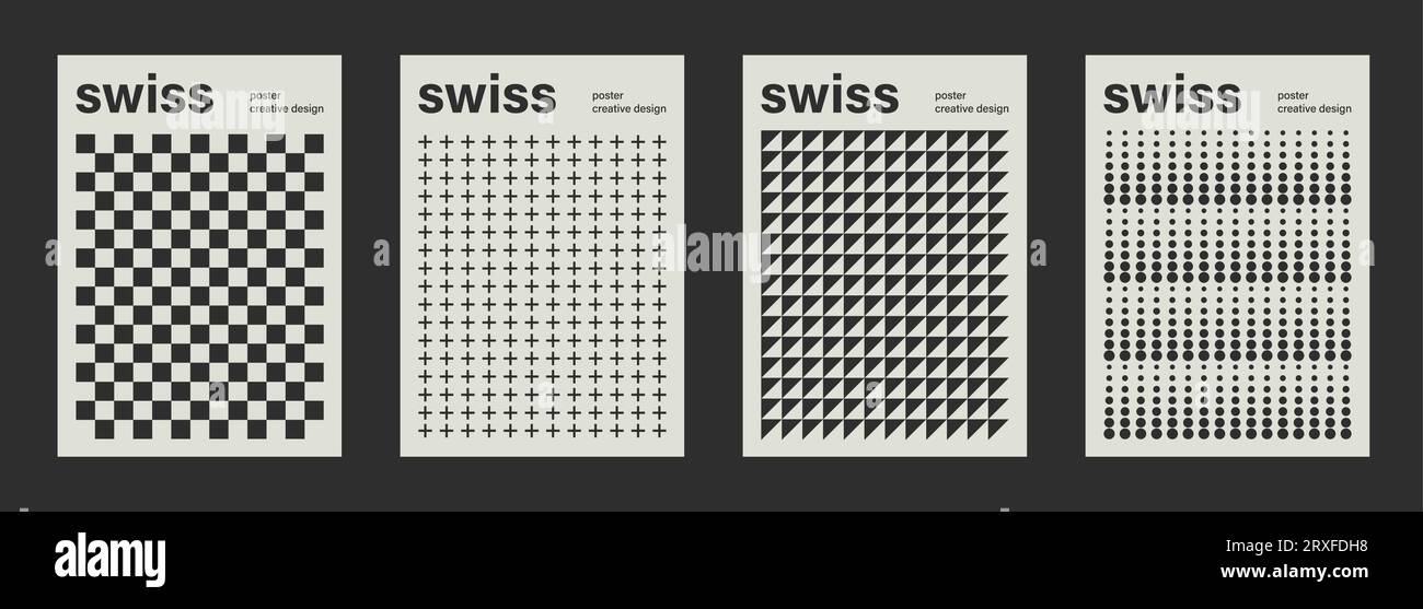 Swiss pattern poster design vector templates. Abstract retro geometric ...