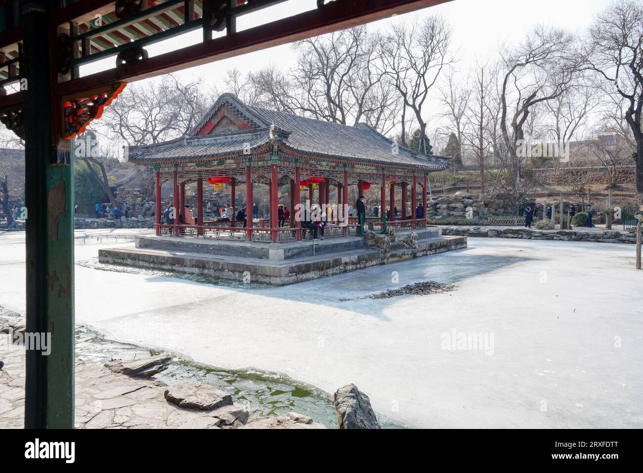 Beijing - China, February 22, 2023: The waterside pavilion of Prince ...