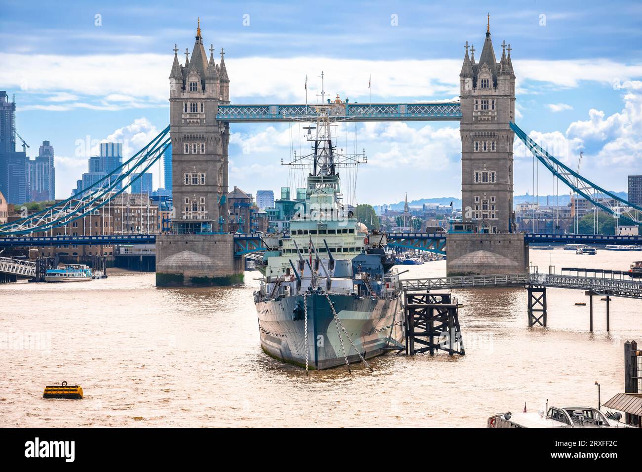 Tower Bridge and Thames river waterfront in London view, capital of ...