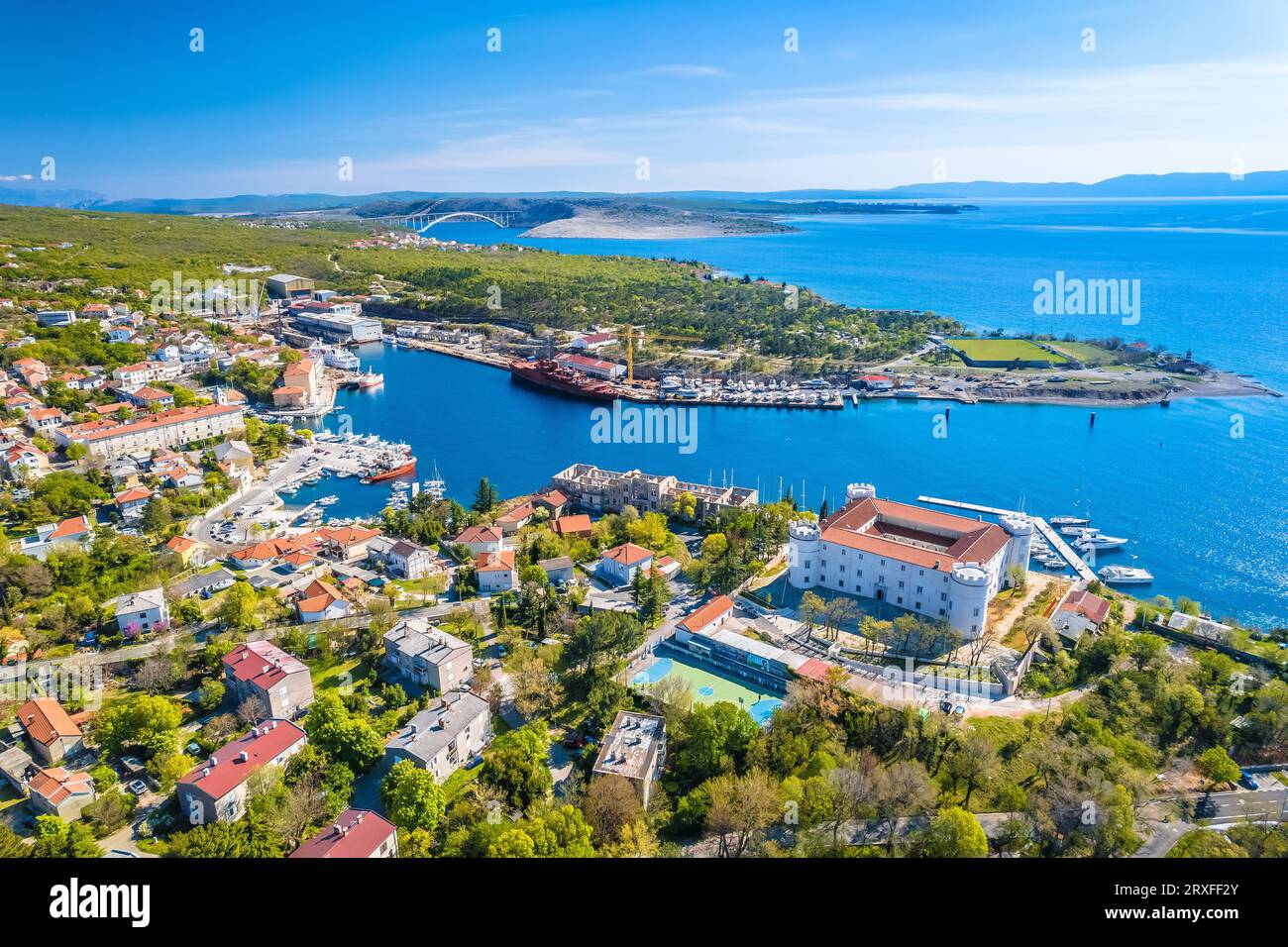 Town of Kraljevica in Kvarner bay aerial view, Adriatic coast of ...