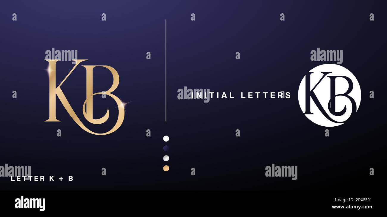 KB monogram letters, Lettering K and B logo design with gold color for ...
