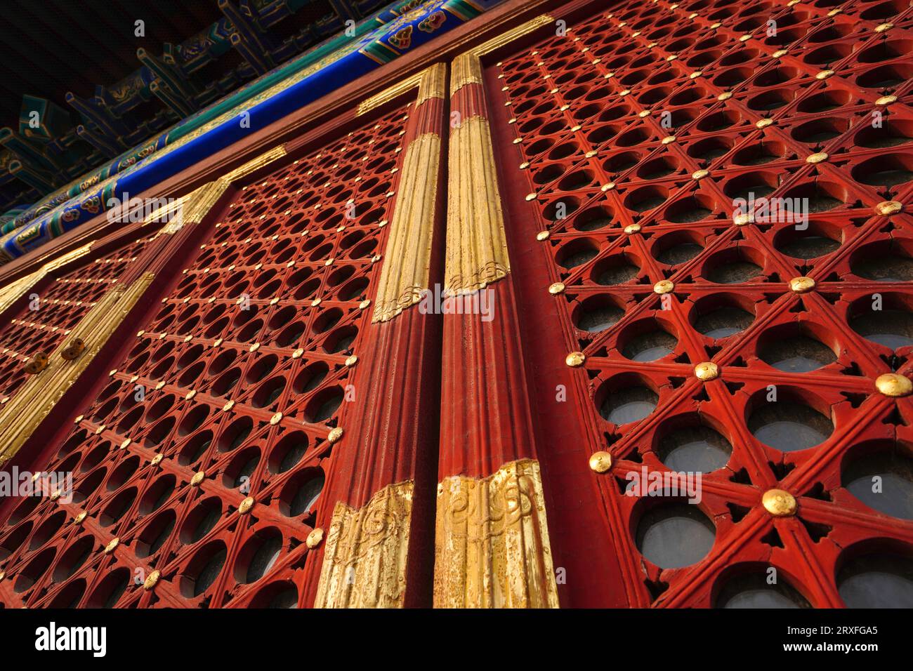 Wooden window frames of the Huangqian Hall in the Temple of Heaven ...
