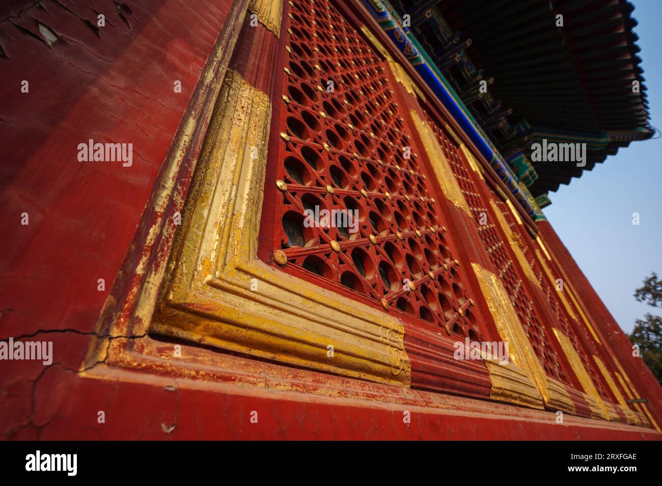 Wooden window frames of the Huangqian Hall in the Temple of Heaven ...