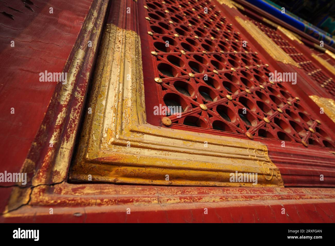 Wooden window frames of the Huangqian Hall in the Temple of Heaven ...